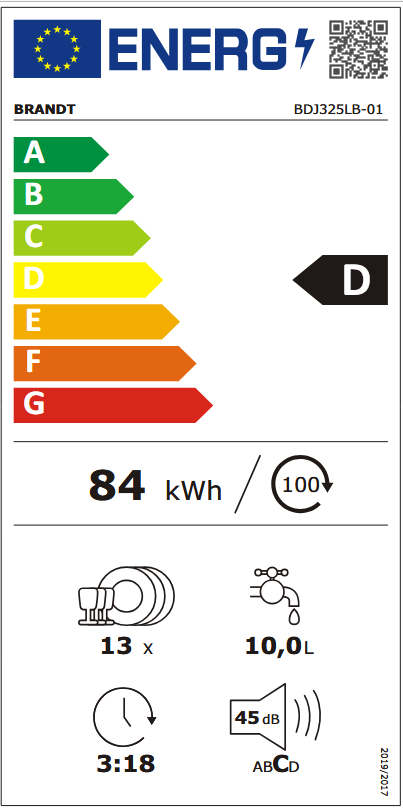 Brandt BDJ325LB Εντοιχιζόμενο Πλυντήριο Πιάτων 60cm | Dileris.gr